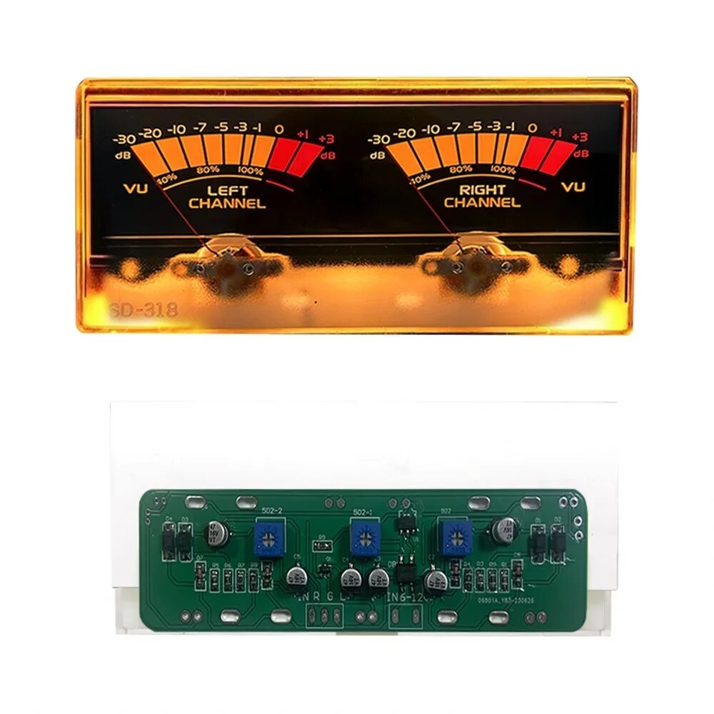 Двойной указатель VU Meter TKXEC 5-50 Вт, Yellow