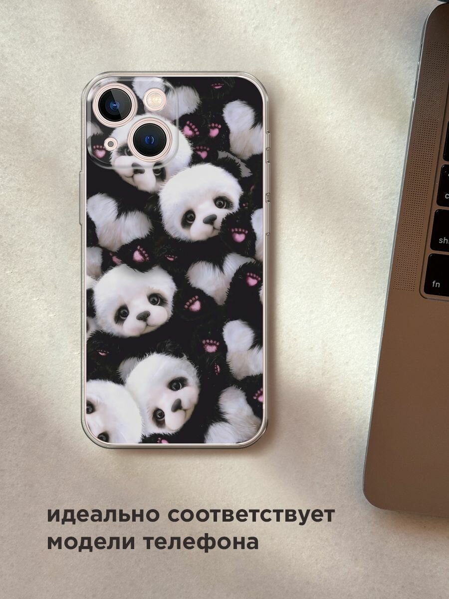 Чехол на Apple iPhone 13 mini / Айфон 13 мини с принтом "Море панд" — фото 1