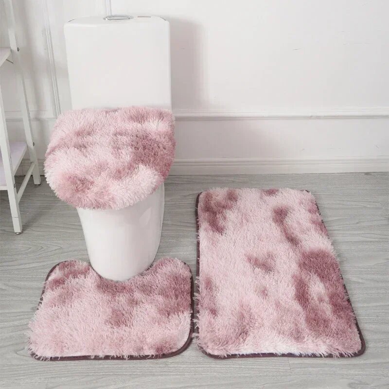 Набор замшевых ковриков для ванной комнаты 3 шт. Розовый, pink purple