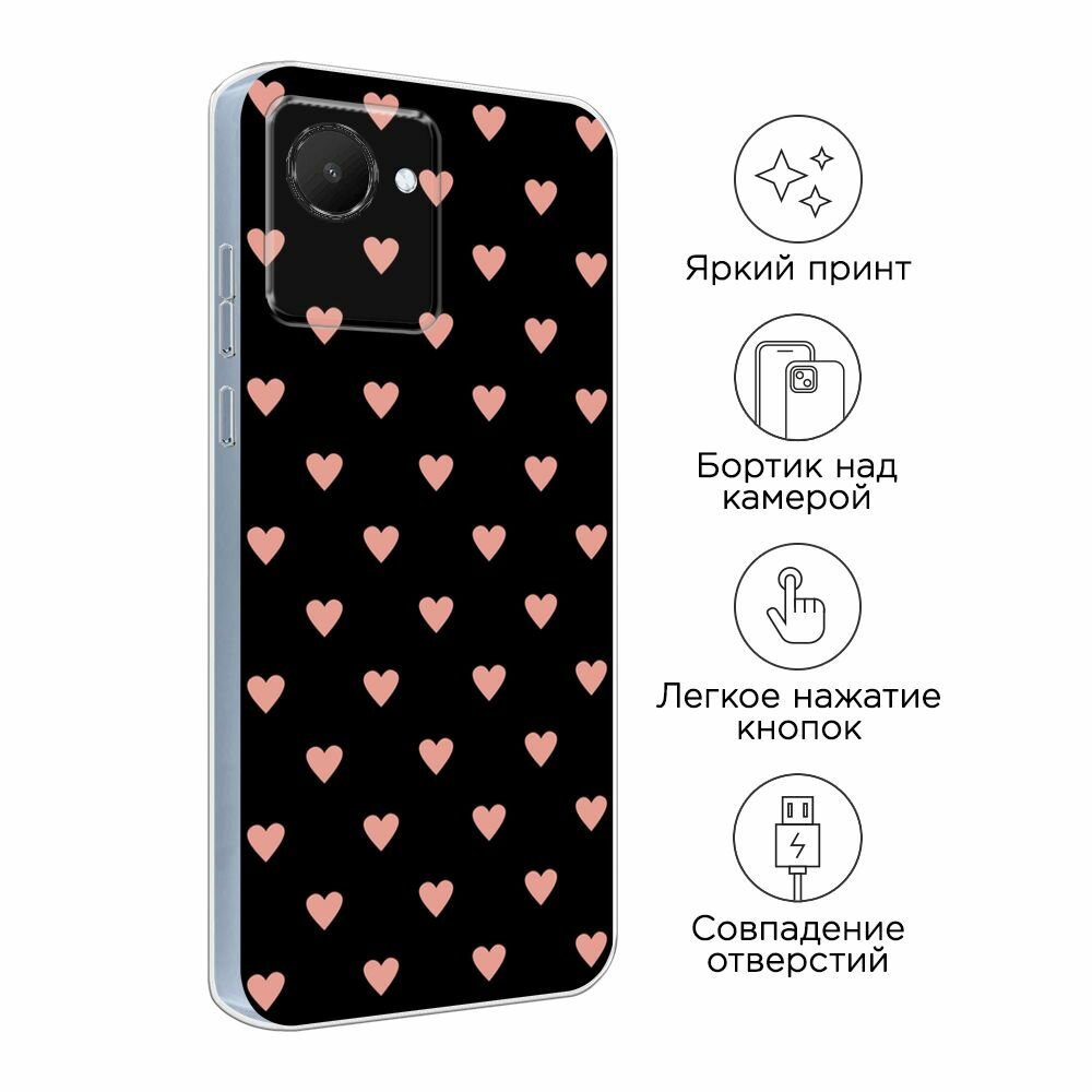 Чехол на Realme C30 / Реалми C30 с принтом "Розовые сердечки" — фото 1
