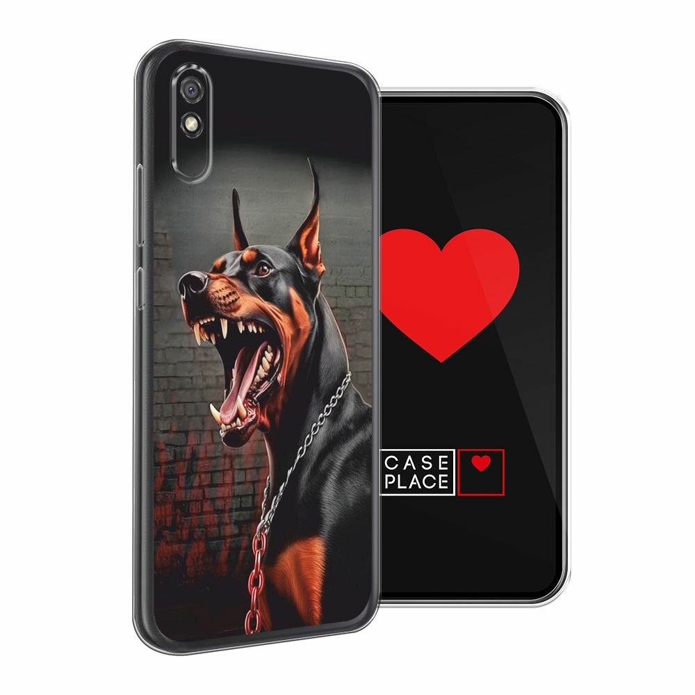Чехол на Xiaomi Redmi 9A / Сяоми Редми 9А с принтом "Доберман с цепью" — фото 1