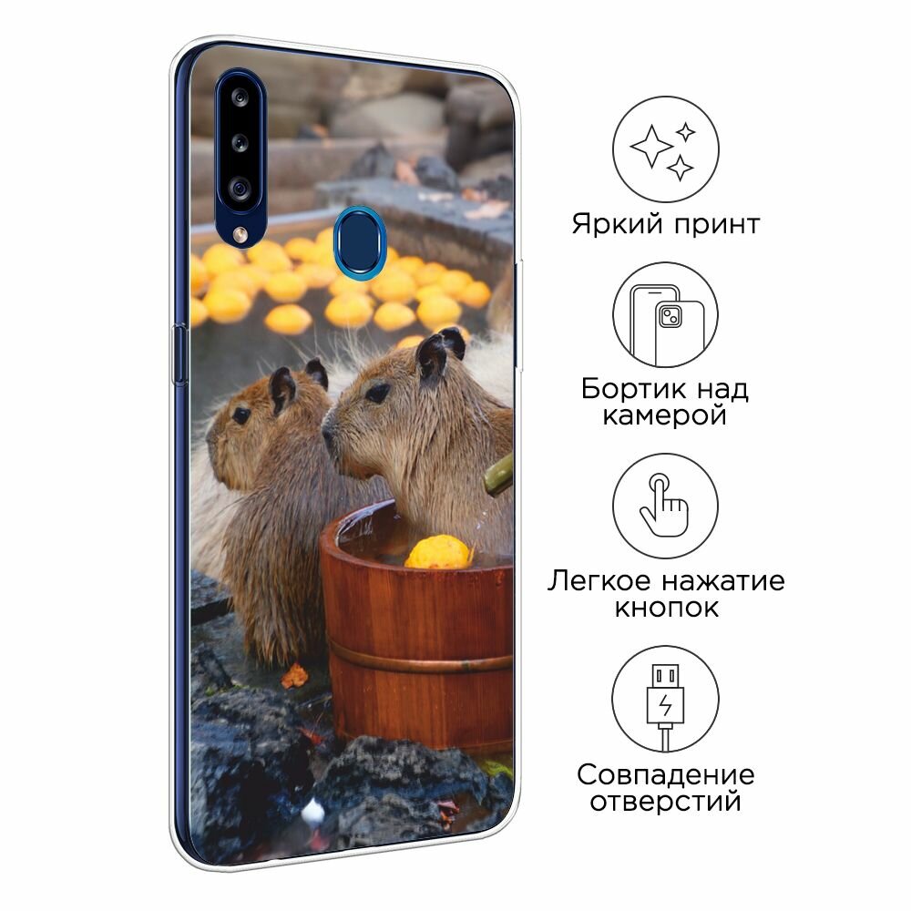 Чехол на Samsung Galaxy A20s / Самсунг Галакси A20s с принтом "Капибары отмокают" — фото 1