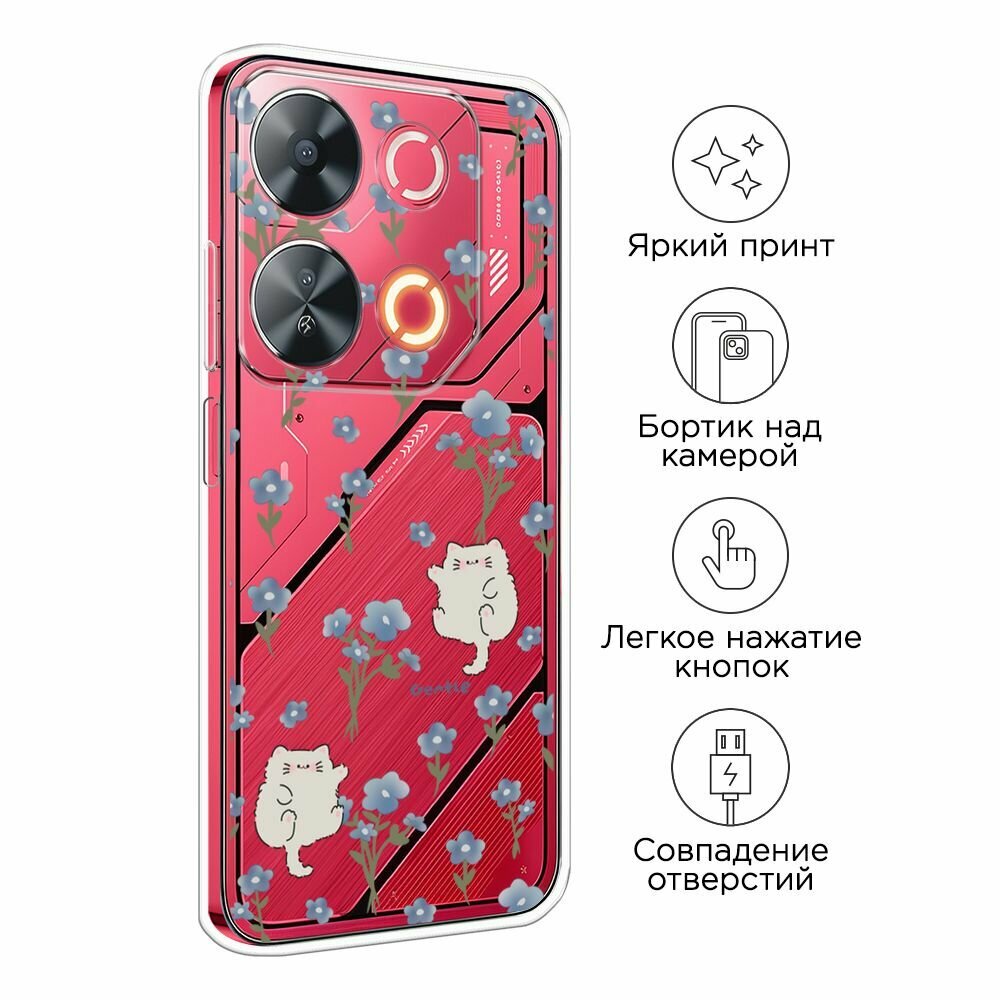 Чехол на Itel P65 / Ител P65 с принтом "Gentle cats", прозрачный — фото 1