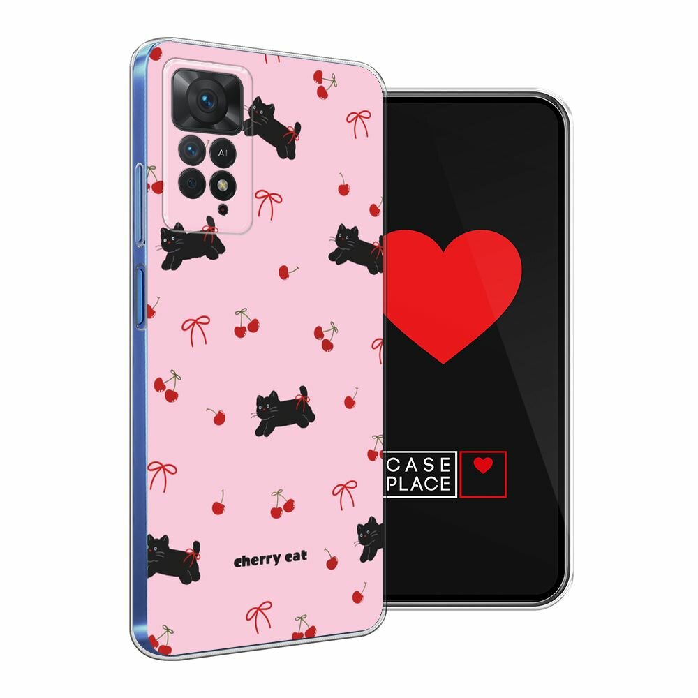 Чехол на Xiaomi Redmi Note 11E Pro / Сяоми Редми Нот 11E Pro Про с принтом "Cherry cat" — фото 1