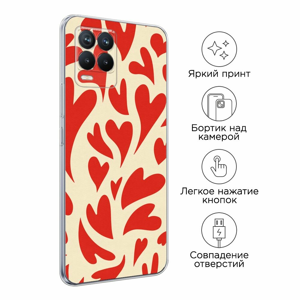 Чехол на Realme 8/8 Pro / Реалми 8/8 Про с принтом "Crazy hearts 1 - 14 февраля" — фото 1