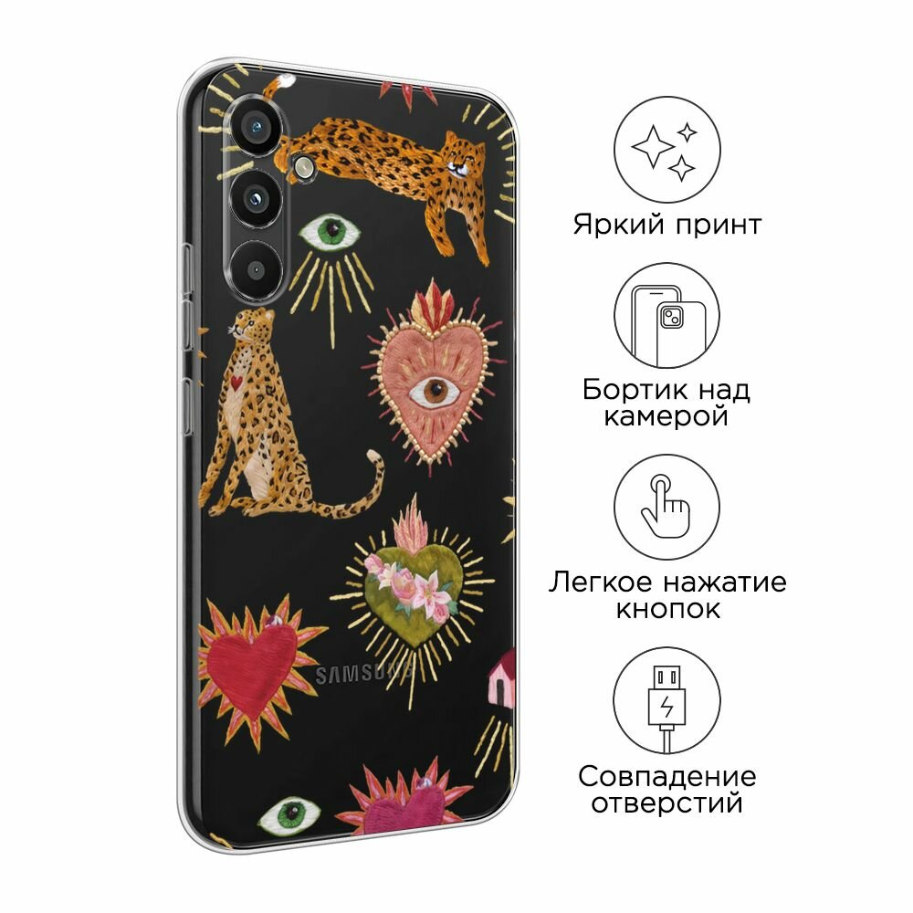 Чехол на Samsung Galaxy A34 / Самсунг A34 с принтом "Сюрреализм паттерн", прозрачный — фото 1