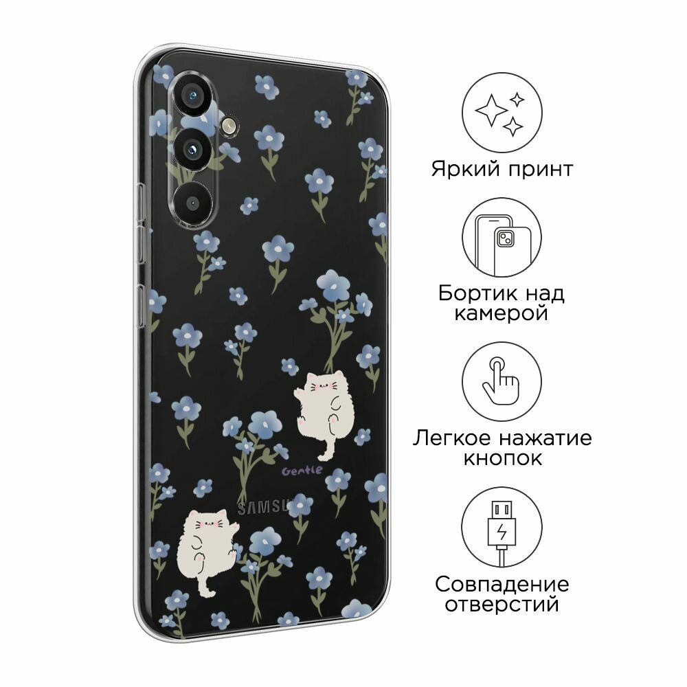 Чехол на Samsung Galaxy A34 / Самсунг A34 с принтом "Gentle cats", прозрачный — фото 1