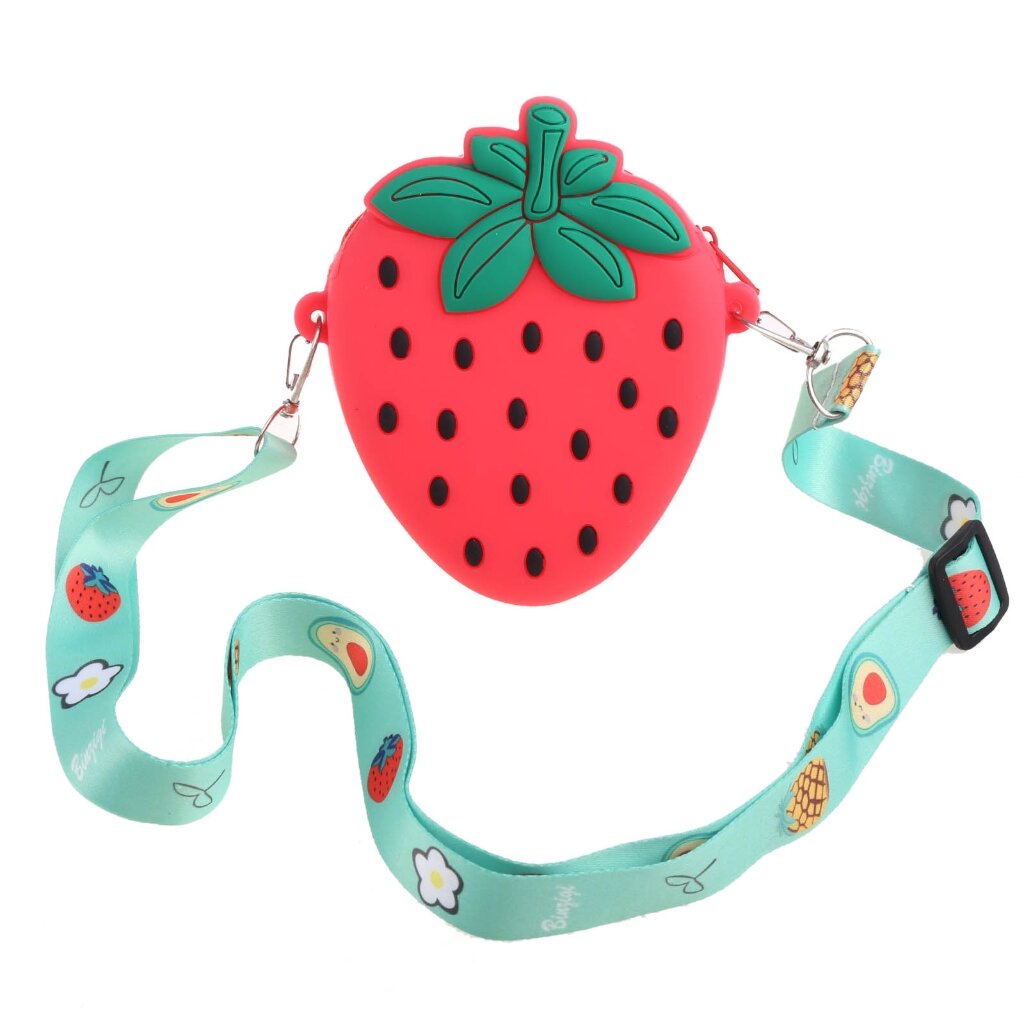 Силиконовая сумка через плечо с авокадо и клубникой, сумка для монет, сумка для малышей