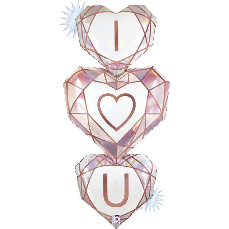 Воздушный шарик Betallic фигура, I Love You, леденец опал