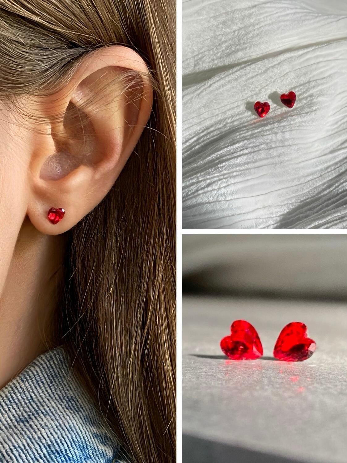 Серьги пусеты, хрусталь, кристаллы Swarovski, кристалл