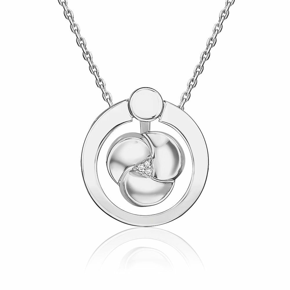 Подвеска, белое золото, 585 проба, родирование, бриллиант