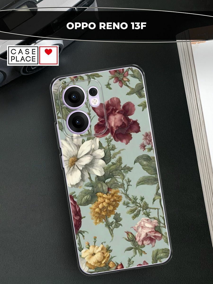 Чехол на Oppo Reno 13F / Оппо Рено 13F с принтом Акварельные красные цветы