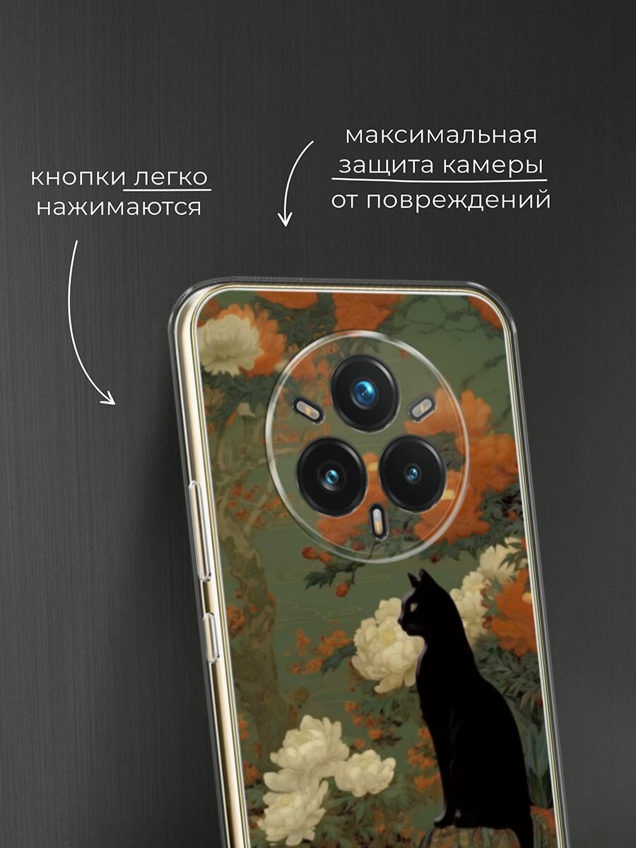 Чехол на Realme 14 Pro+ / Реалми 14 Про+ с принтом Black cat — фото 1