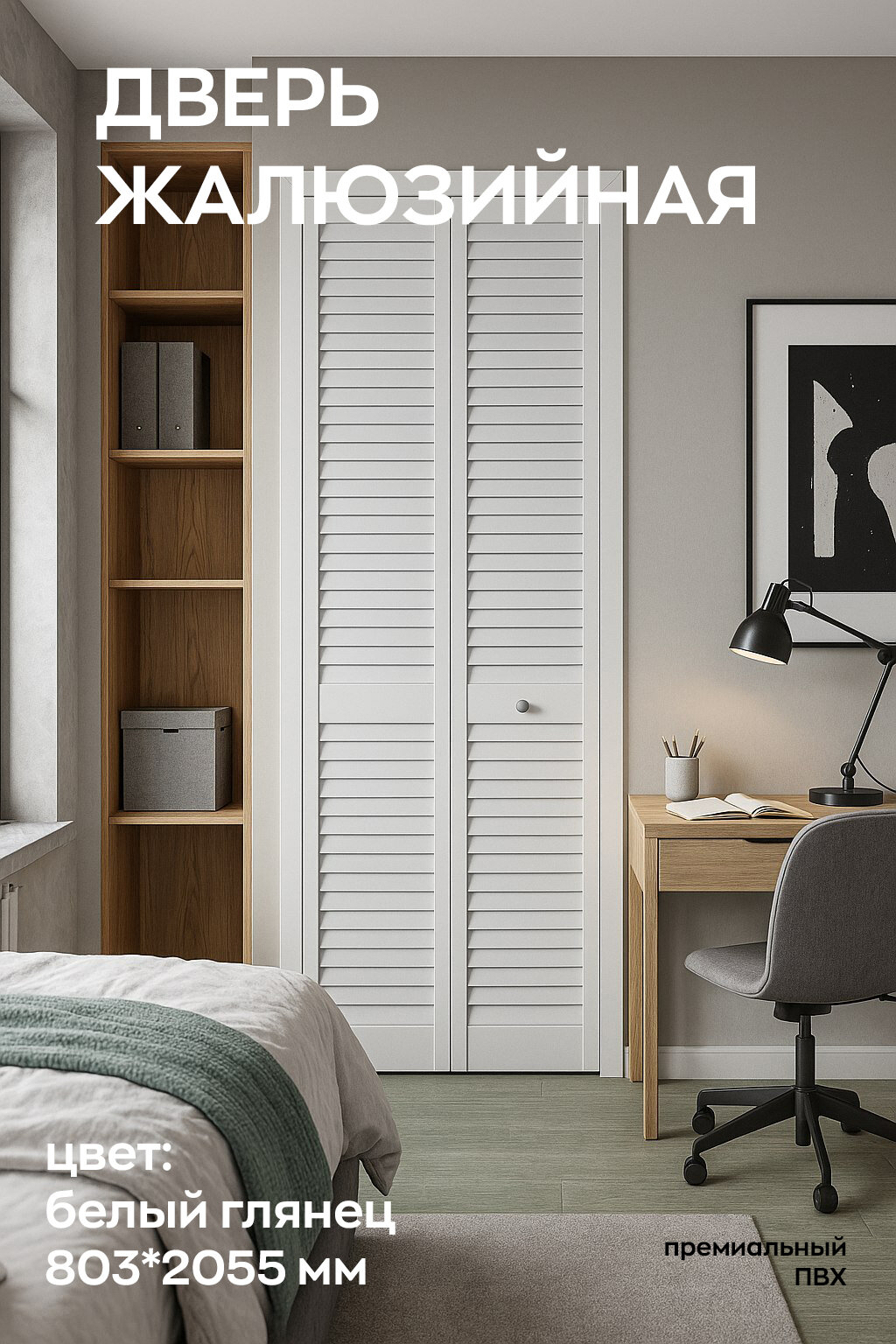 Жалюзийные белые пластиковые водостойкие раздвижные двери 803*2005