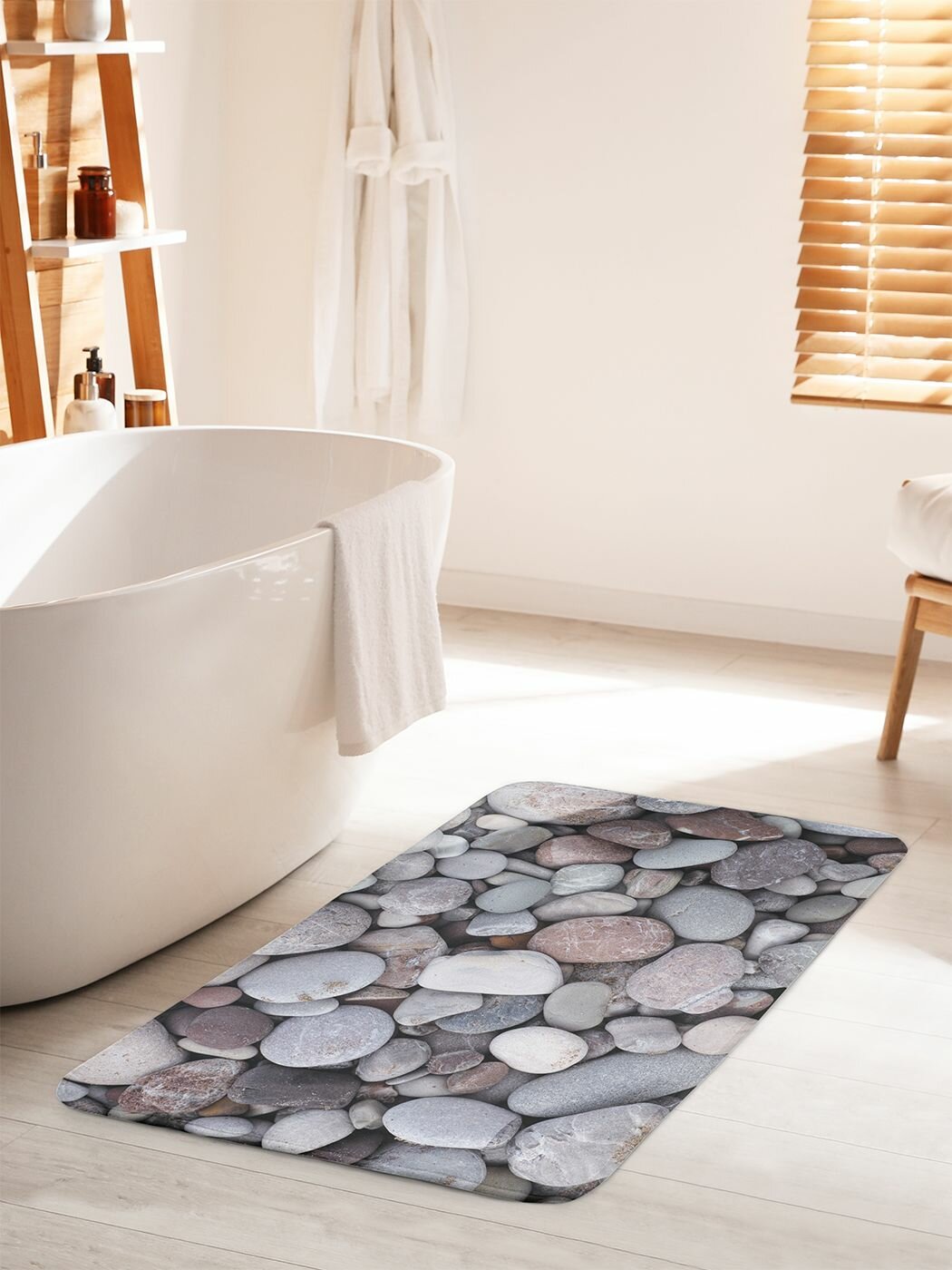 Коврик для ванной комнаты и туалета противоскользящий "Разная галька" 60х100 см, JoyArty