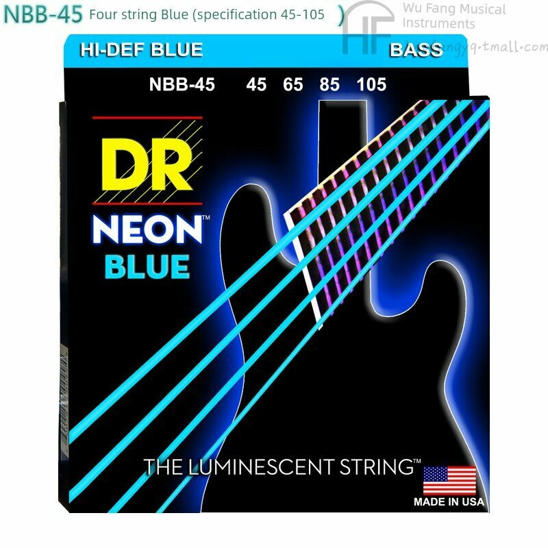 DR NEON Неоновые Струны для Электробаса 4-Струнные 45-105 Гаус, Синий