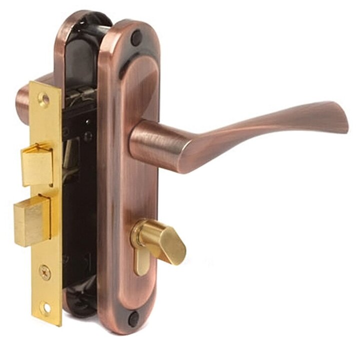 Замок врезной Avers, 0823/60-С-AС, ручка в комплекте, цилиндровый, медный