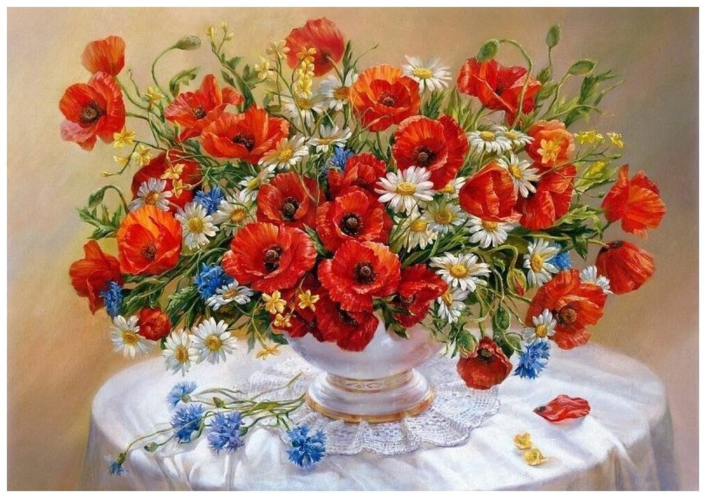 Рисунок на ткани Каролинка "Маки", 25х32,5 см