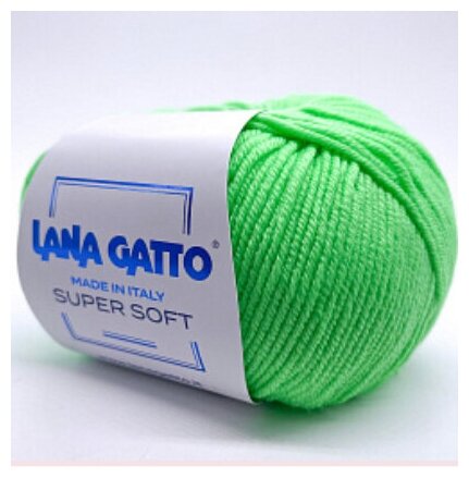 Пряжа Lana Gatto Super Soft 14474 Неоновый зеленый 1 моток