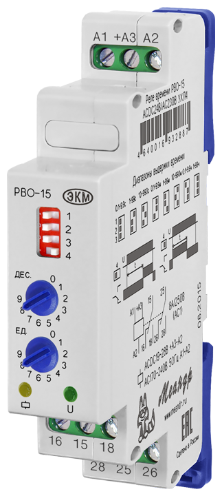 Реле времени РВО-15 ACDC24В/AC230В УХЛ4 Меандр 4640016932887