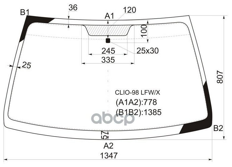 Стекло лобовое Renault Clio 98-09 / Symbol 99-08 XYG арт. CLIO98LFWX