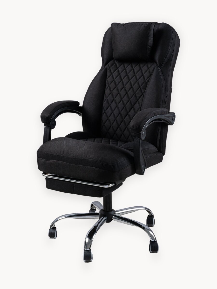 Компьютерное кресло для дома и офиса, с подставкой для ног, из ткани, цвет черный