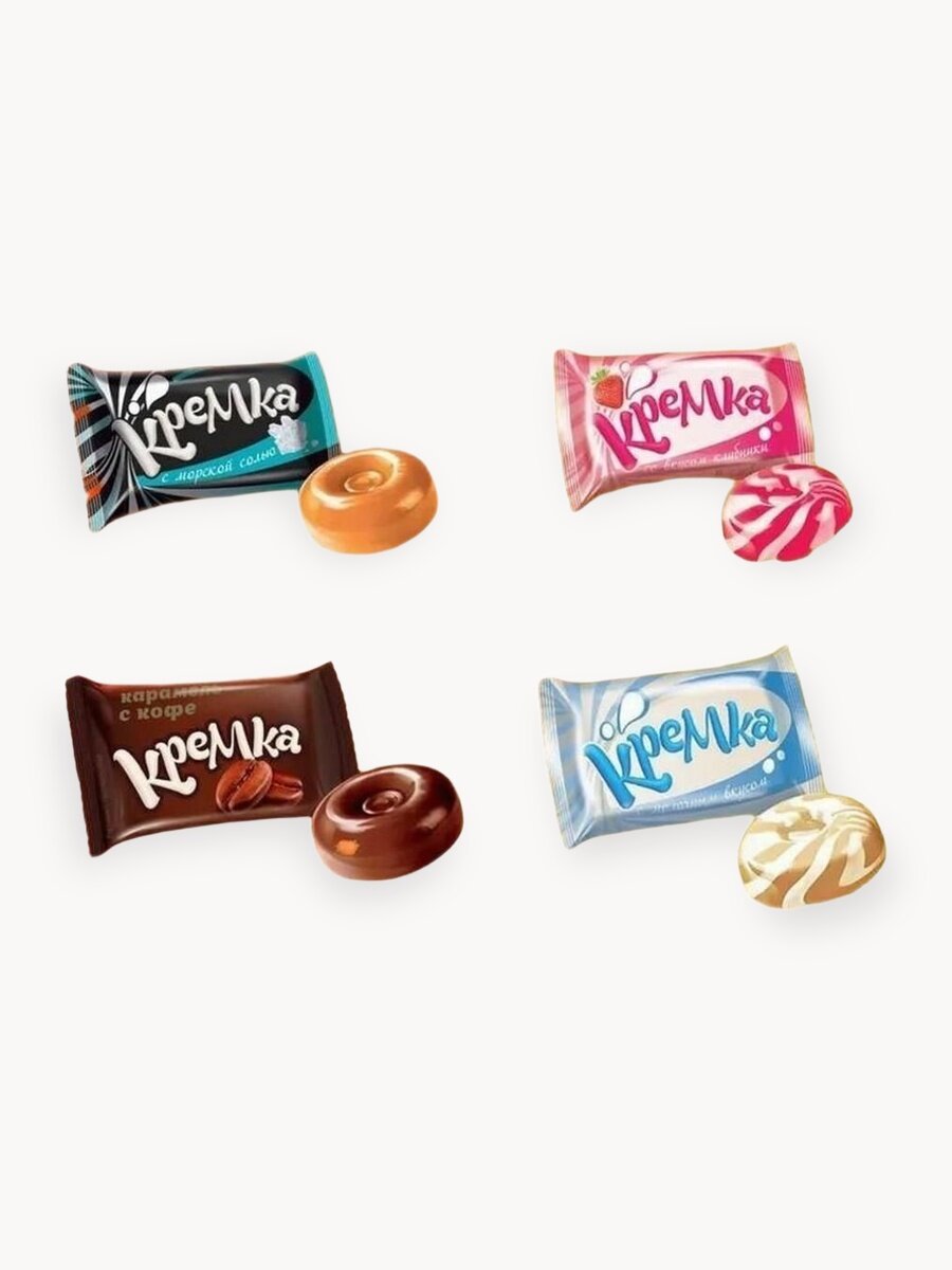 Карамель "Кремка" ассорти: молочная, клубника, с солью, с кофе 1000 гр.