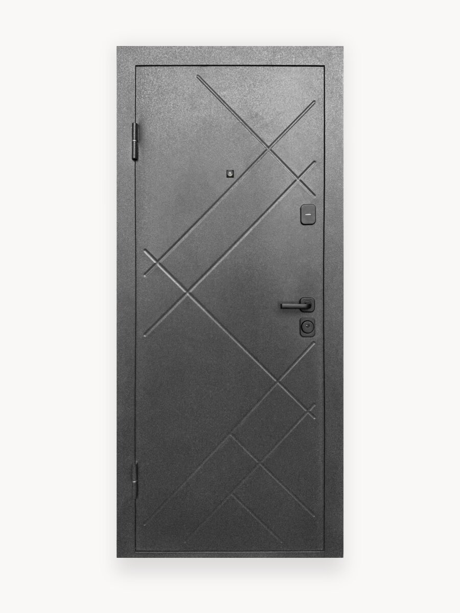 Входная дверь металлическая 7 см Штамп Букле Графит Перламутр МП 2050х960 Левая