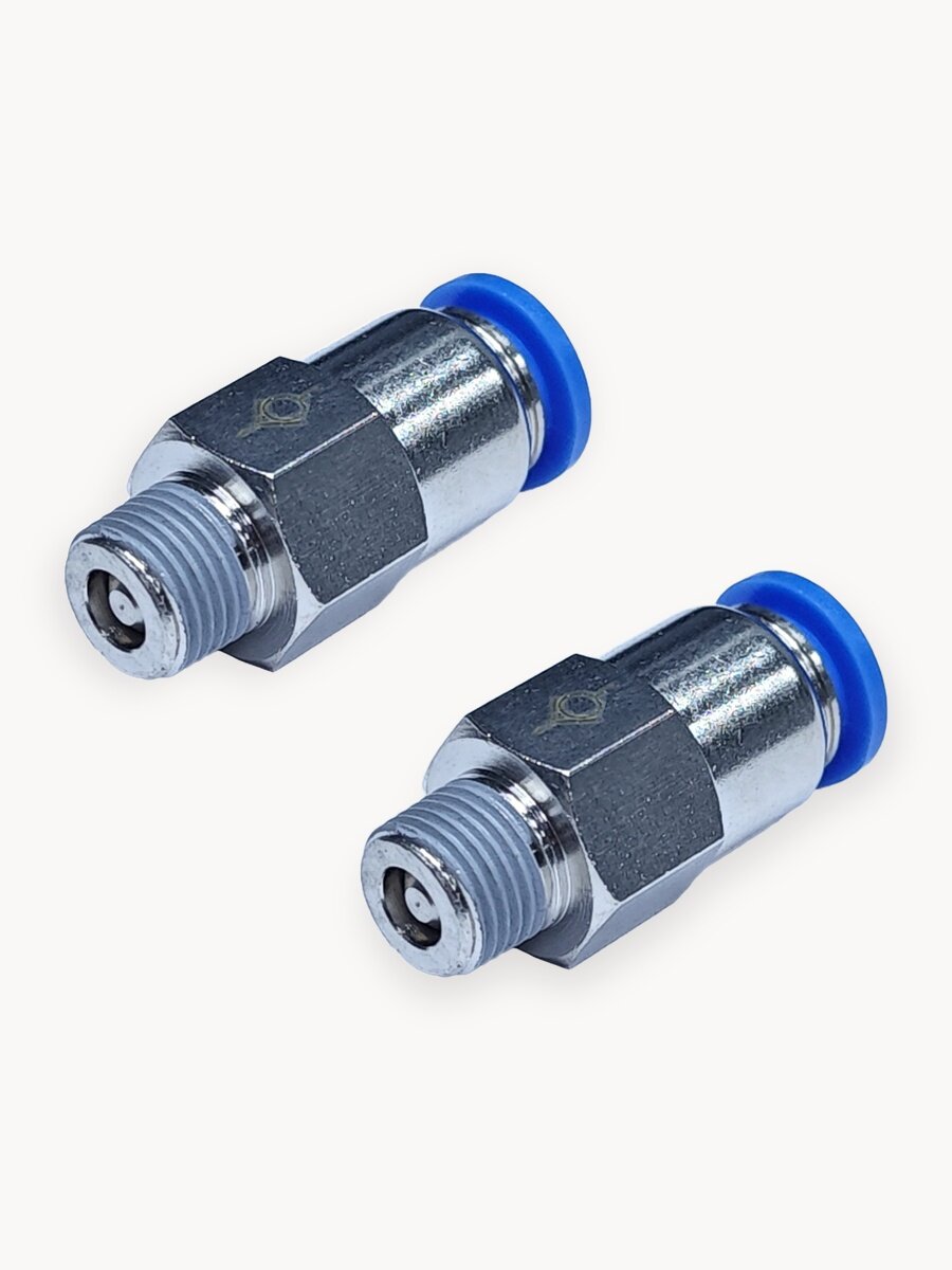 Обратный клапан латунный CVPC 8-01, 8мм - R1/8", Цанга - Внешняя резьба, Пневматический клапан NBPT, Набор 2шт