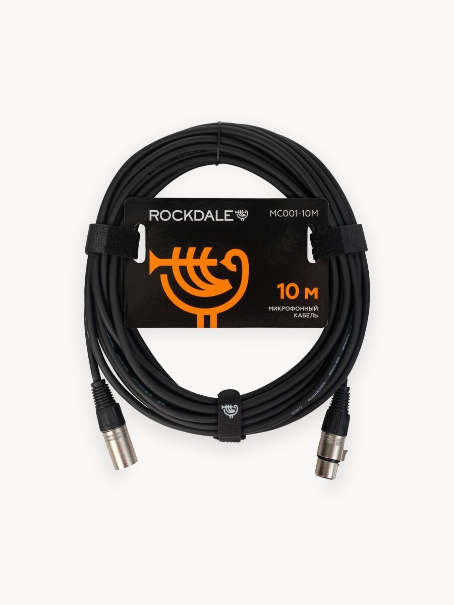Микрофонный кабель XLR-XLR ROCKDALE MC001-10M (10 метров) черный