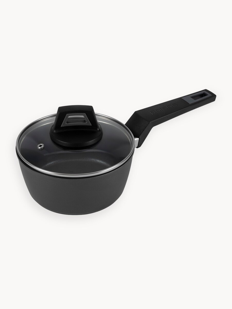 Ковш алюминиевый с крышкой Polaris Graphit-16SP 1,6 литра, c антипригарным покрытием, подходит для индукционных плит