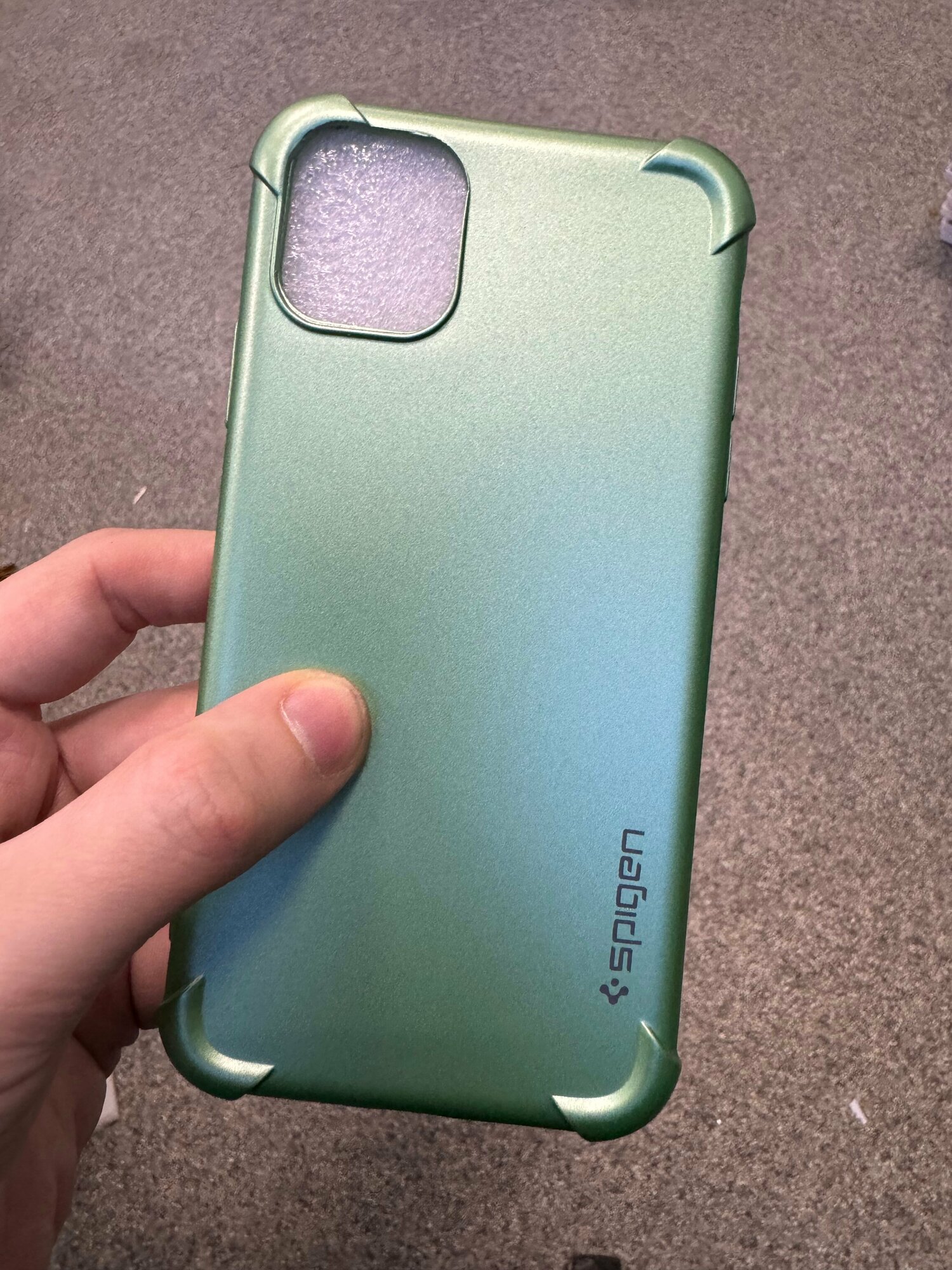 Чехол панель накладка бампер MyPads SPIGEN для iPhone 11 (простой, обычный) тонкая силиконовая крышка зеленая