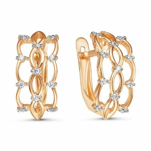 Серьги, золото, 585 проба, фианит