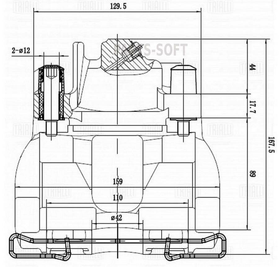 Суппорт тормозной передний правый для VOLVO XC70, V70, S80 / Trialli CF 103556