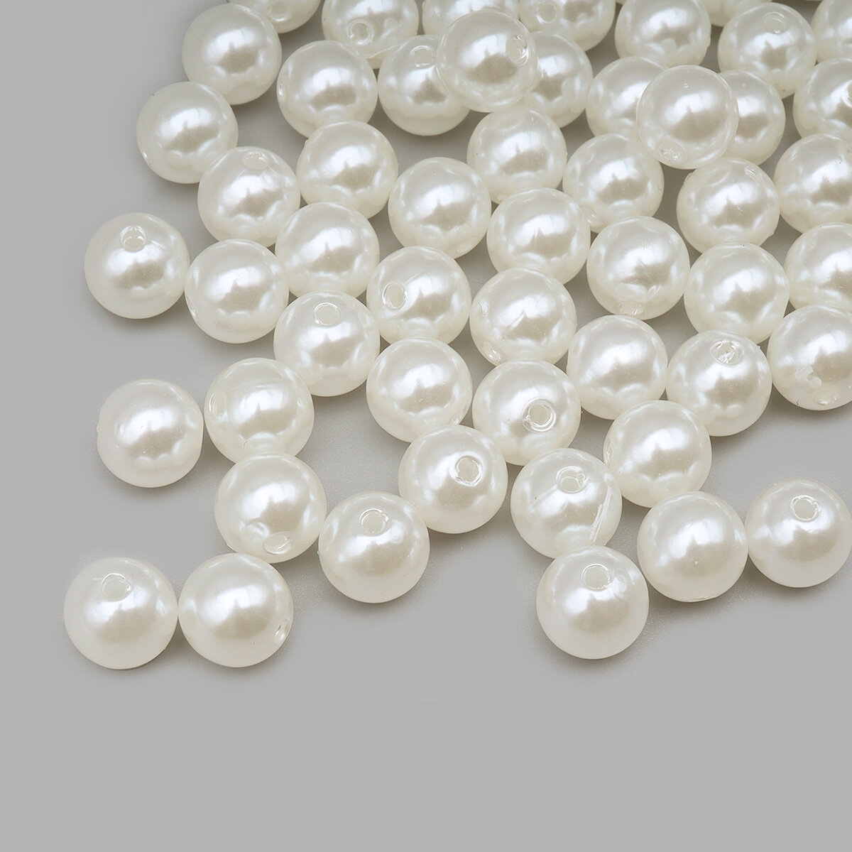 Бусины для рукоделия пластиковые, 'жемчуг', цветные, круглые, 10мм, 50г, Astra&Craft (001 NL белый)