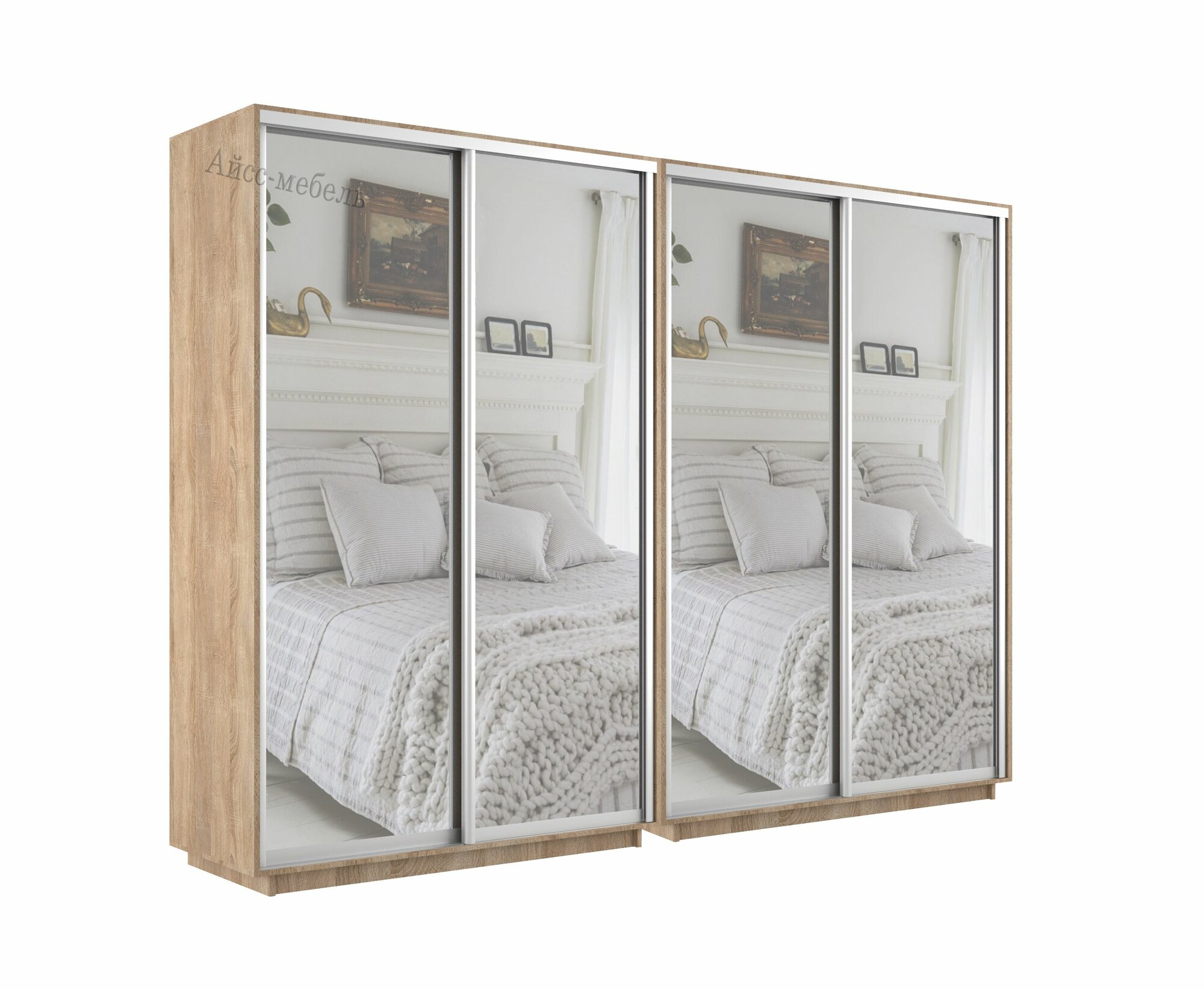 Система из двух шкафов-купе 2,4 Экспресс 4-х дверный 240 х 240 х 45 Зеркало Сонома