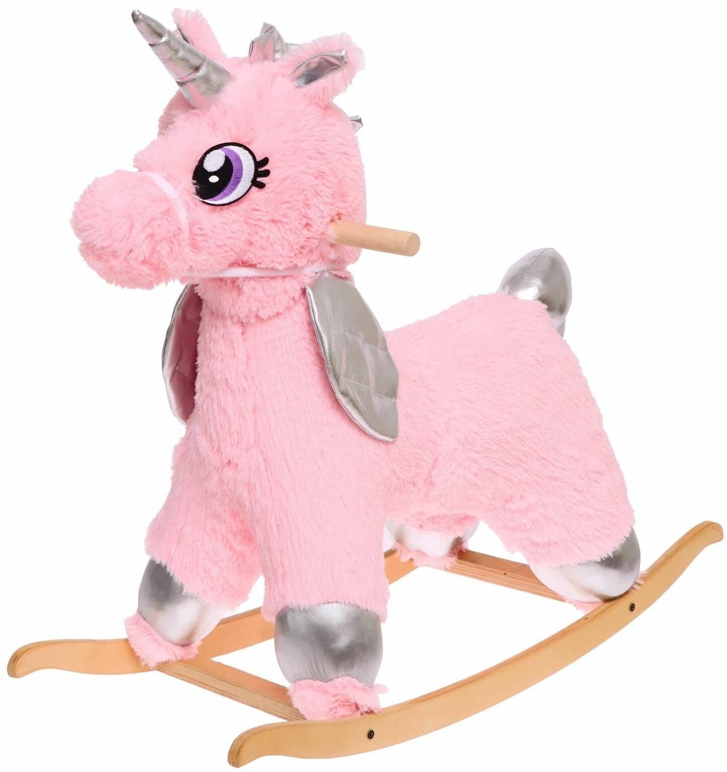 Детская качалка "Единорог", пушистая мягкая игрушка-каталка, лошадка для малышей