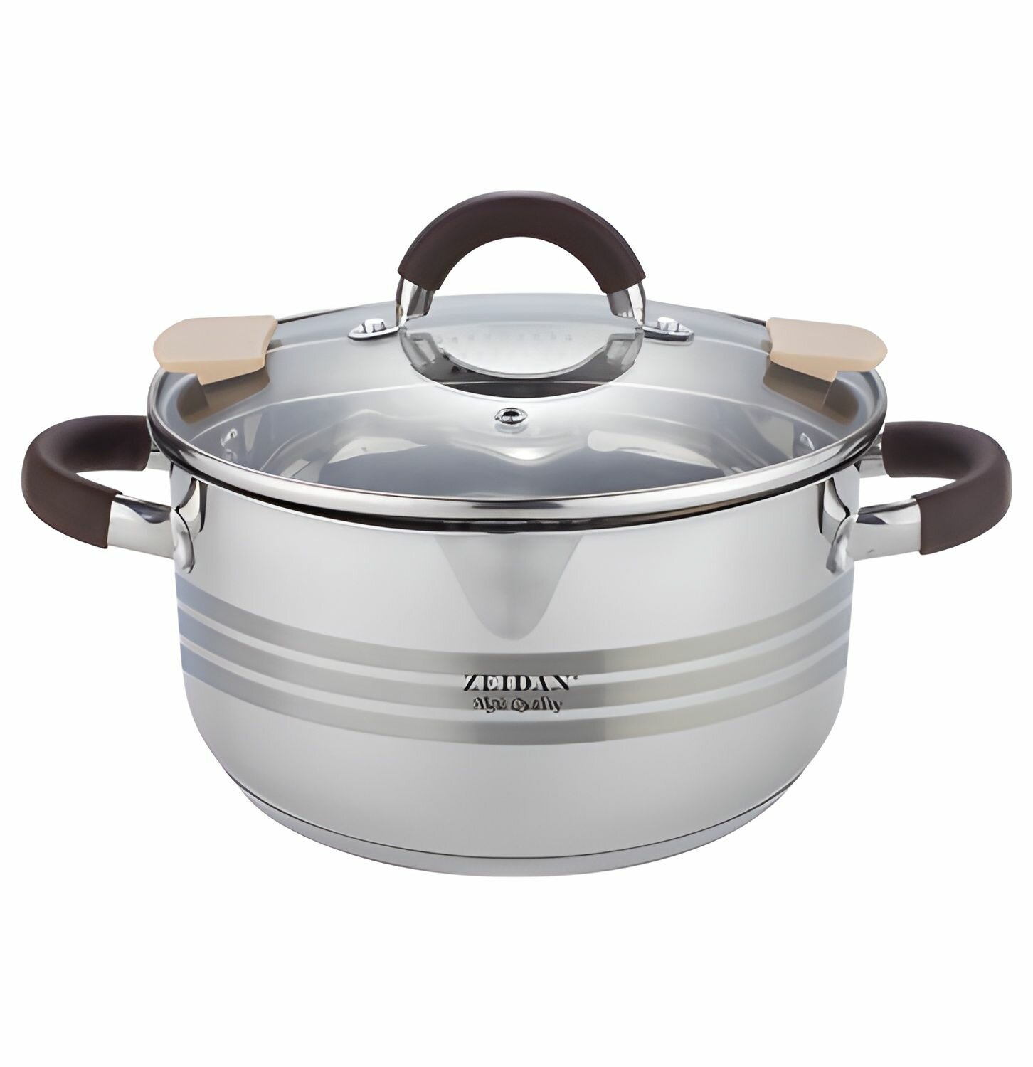 Кастрюля нержавеющая сталь с крышкой со сливом, 3.8 л. Zeidan Rome