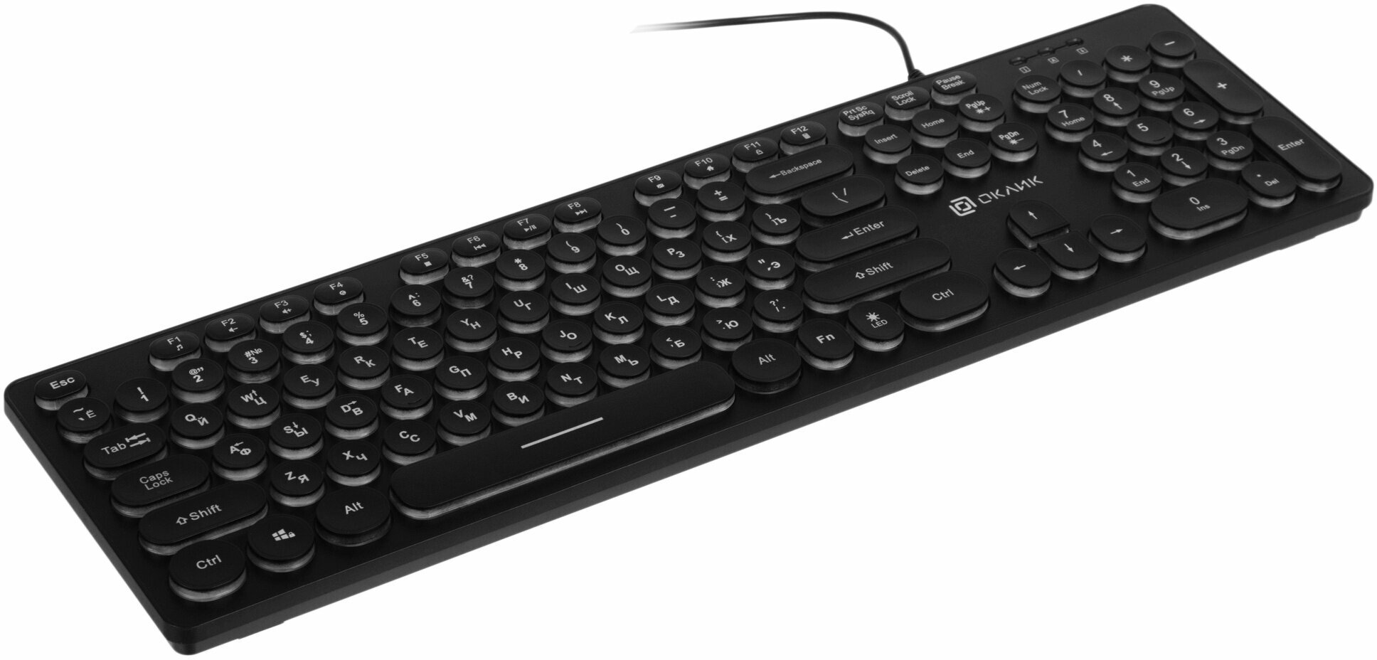 Клавиатура Oklick 420MRL 1091226 черный USB slim Multimedia LED