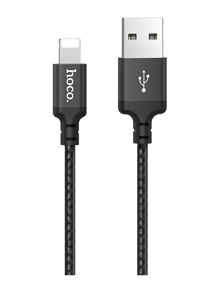Дата-кабель USB универсальный Lightning Hoco X14 (2A, 200см) (черный)
