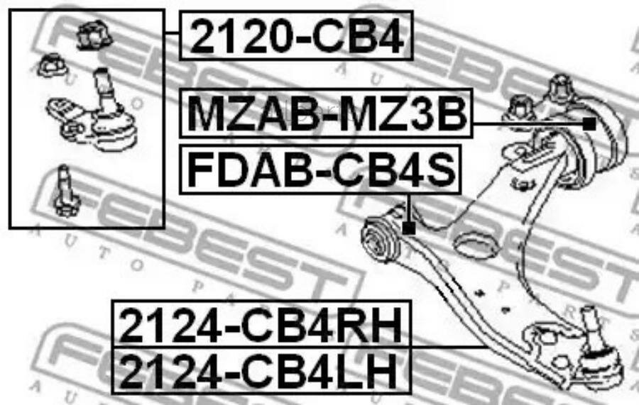 FEBEST 2124-CB4RH Рычаг передний R FORD FOCUS CB4 2008-2011 FEBEST 2124-CB4RH