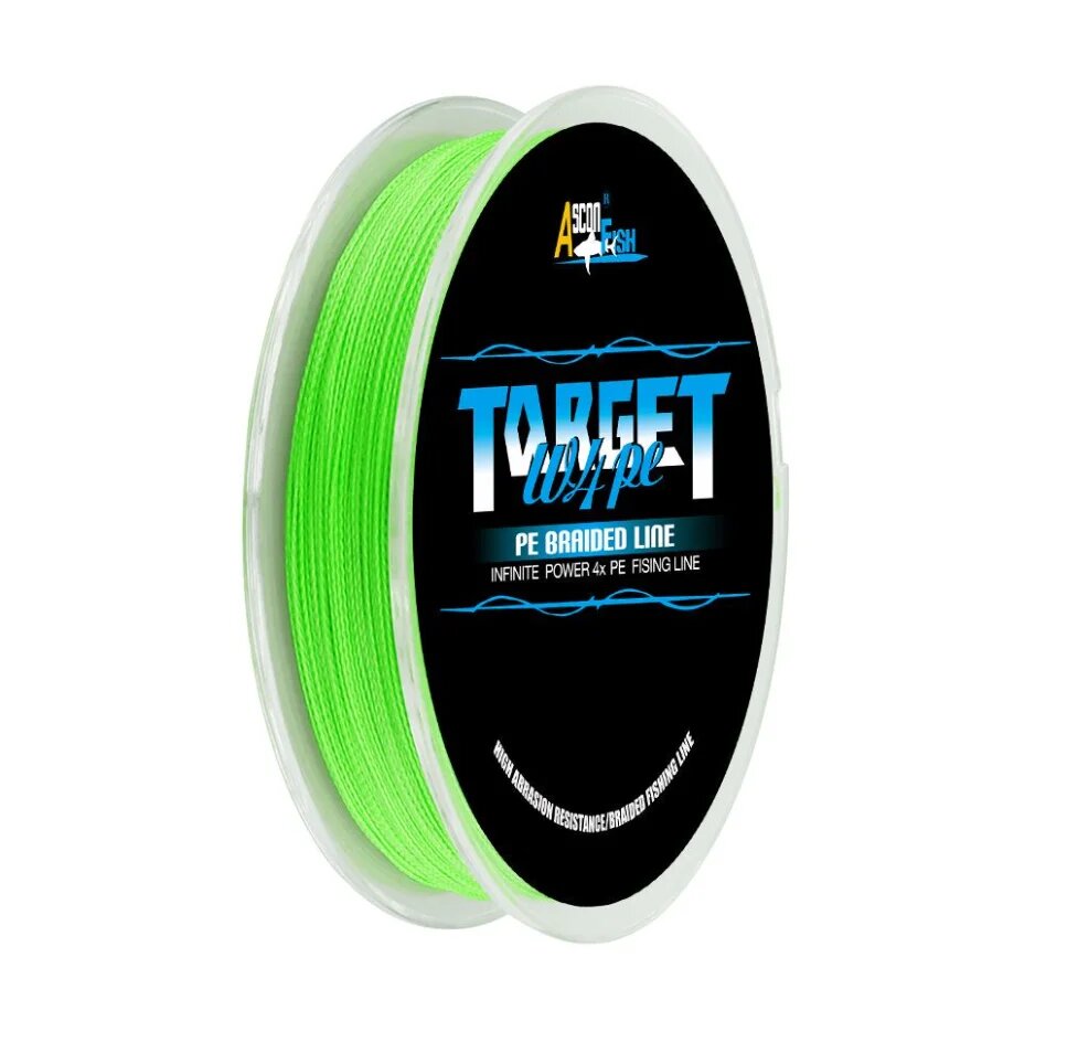 Плетенная леска ASCON FISH 4 нити супер полиэтилен Зеленый, 100M-0.12mm-8LB, Light green