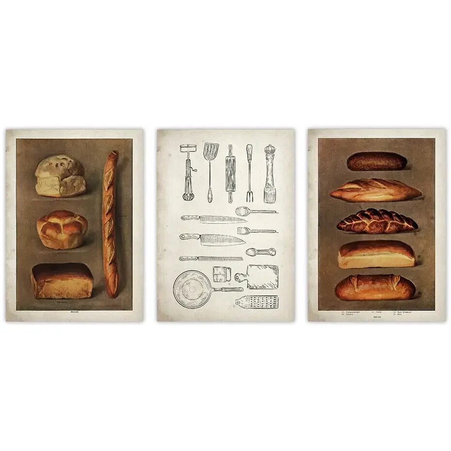 Винтажный постер для кухни Fine Comma FCA20051501P-Set, 5x7in No Frame