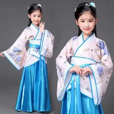 Китайский танцевальный костюм Hanfu для девочки 140 fit 130-140cm, as picture
