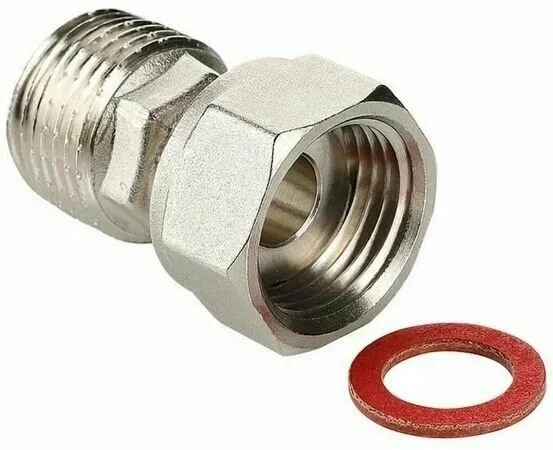 Полусгон никелированный прямой с накидной гайкой 1/2" вн. / нар. TIM HSM022N