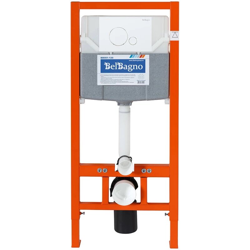 Комплект 2 в 1 Система инсталляции для унитазов BelBagno BB001-120 с кнопкой смыва BB014-SR-BIANCO BB001-120/BB014-SR-BIANCO