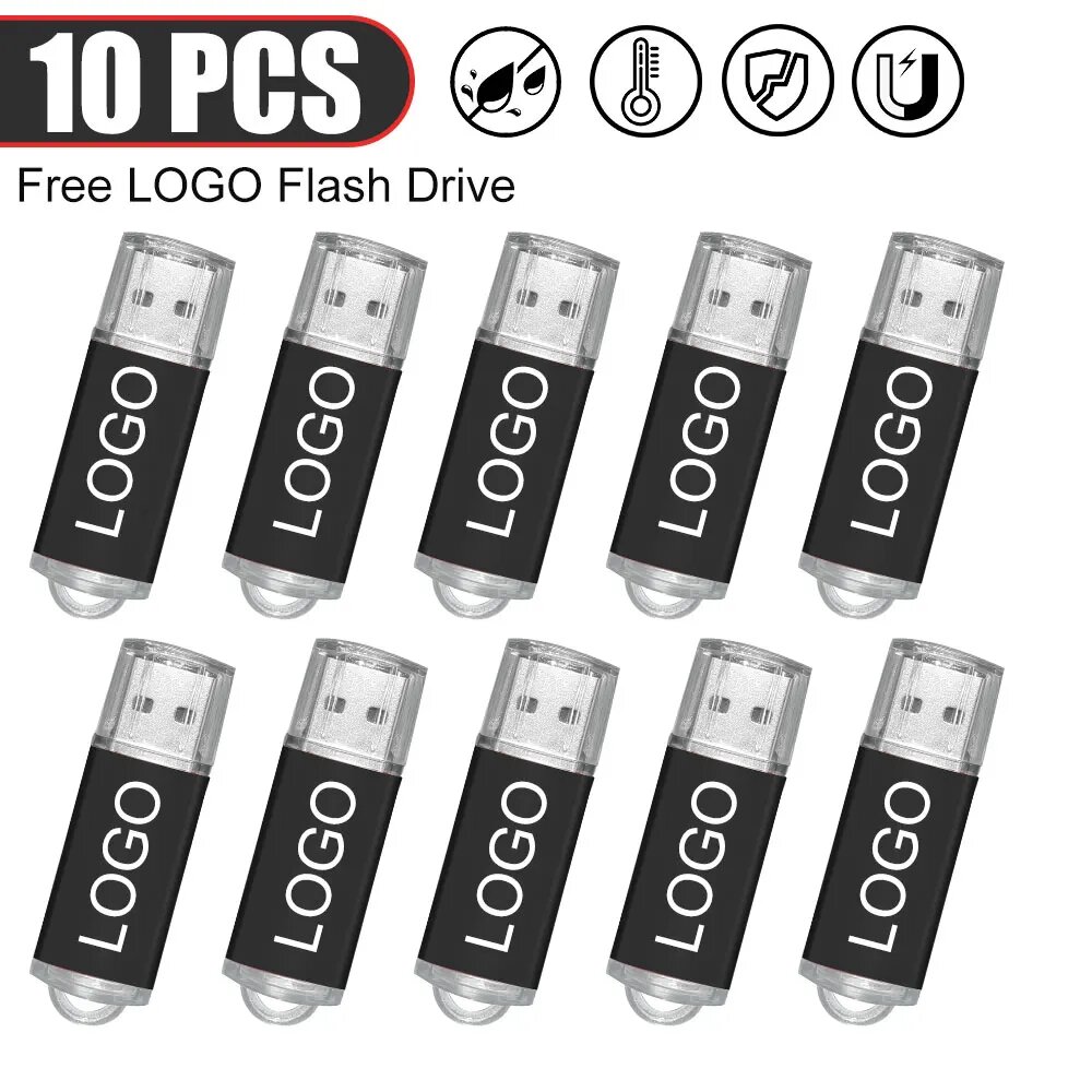 KFHIREW флешки USB 2.0 2 ГБ, 4 ГБ, 8 ГБ набор из 10 штук 8 ГБ, black