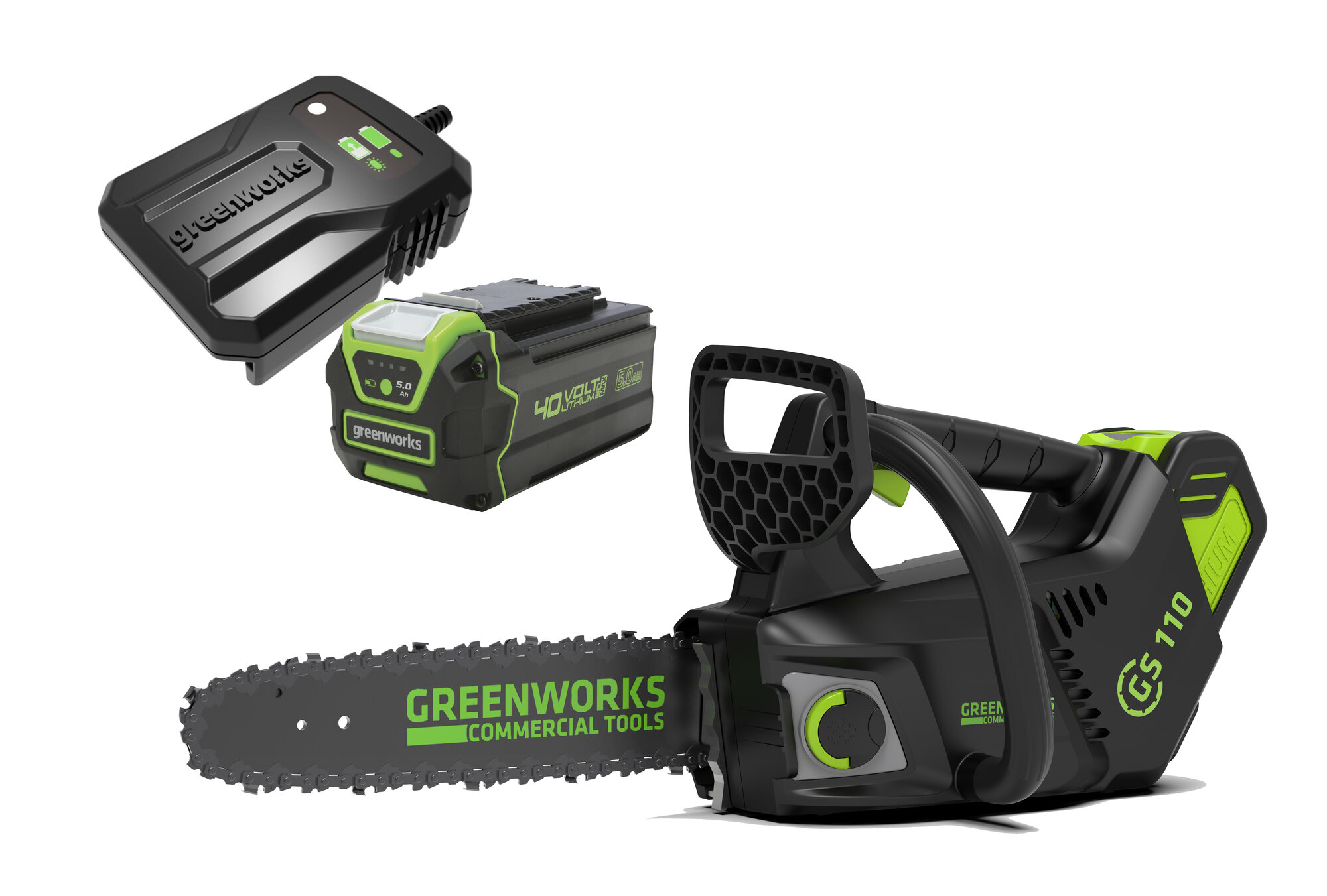 Пила цепная аккумуляторная G-MAX 40V GREENWORKS GD40TCSK5 АКБ 5 Ач и ЗУ