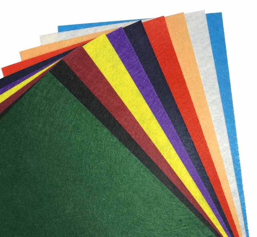 Фетр жесткий листовой/ набор фетра для рукоделия, толщина 1 мм, размер 20х30см, 10 шт, цвет ассорти