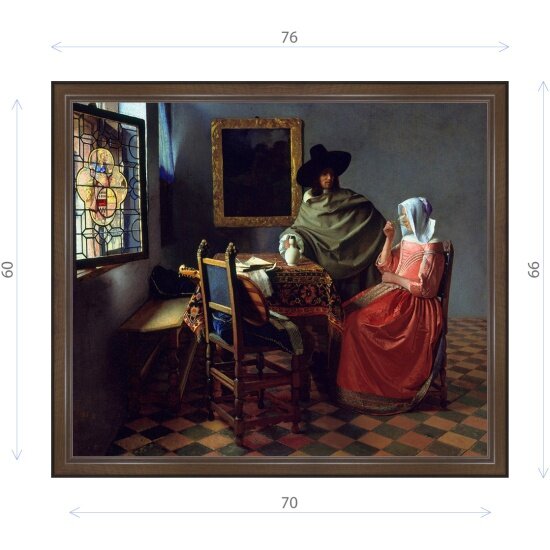 Картина Декор Депо Яна Вермеера Бокал вина Матовая бумага в раме без стекла 66х76 см